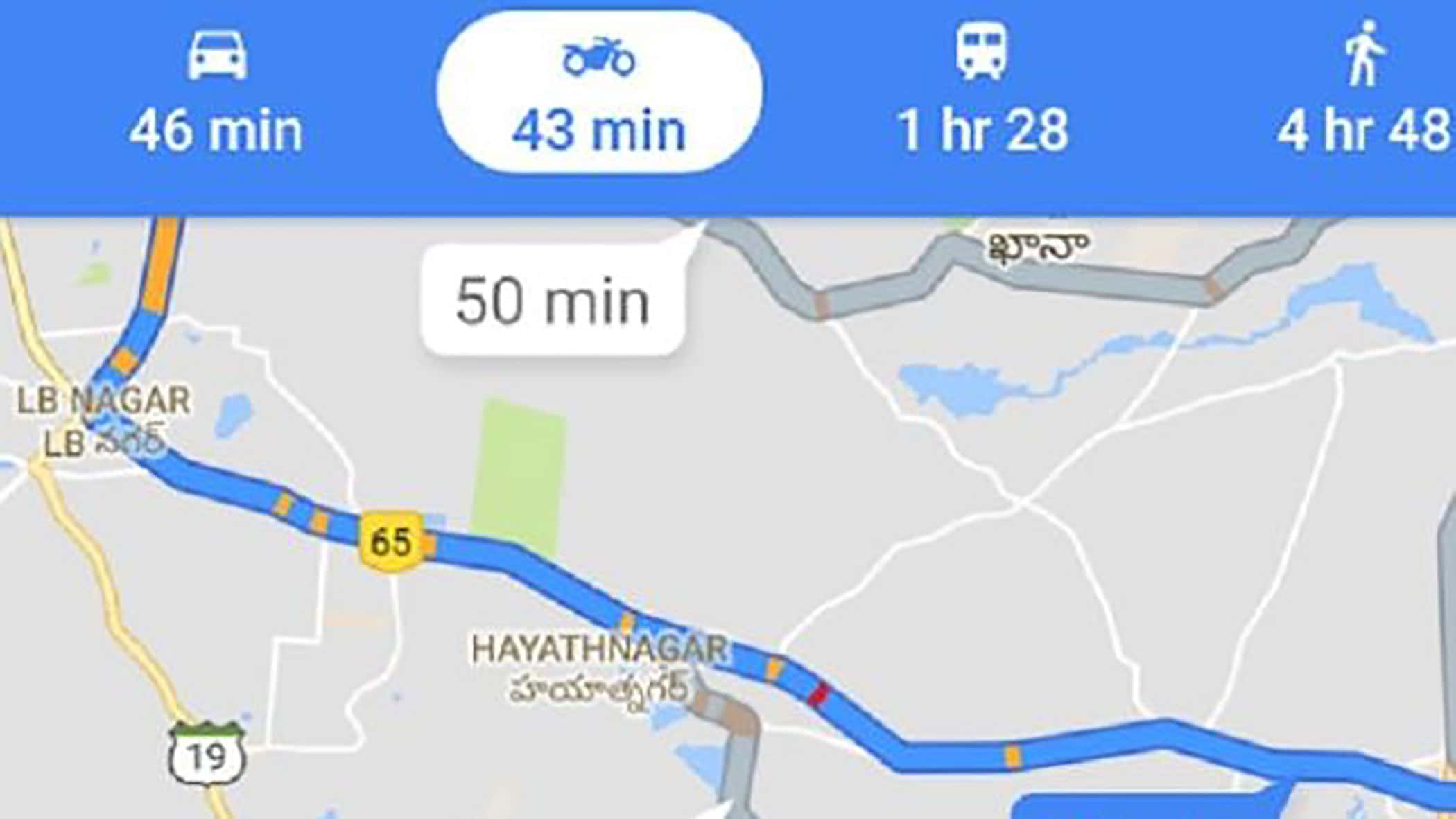 Google Maps mit Motorrad-Funktion