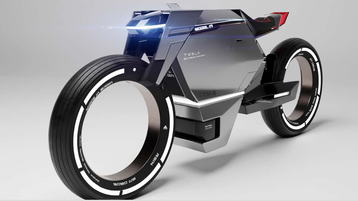 Tesla Model M Motorrad als Designstudie
